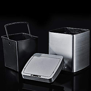 Slim Smart Trash Can Simple Induction Trash Can Household Trash Bin with Lid Smart Living Room Kitchen Large Capacity Trash Can (Silver/Gold) Bathroom Trash Can (Capacity : 22L, Color : Gold)