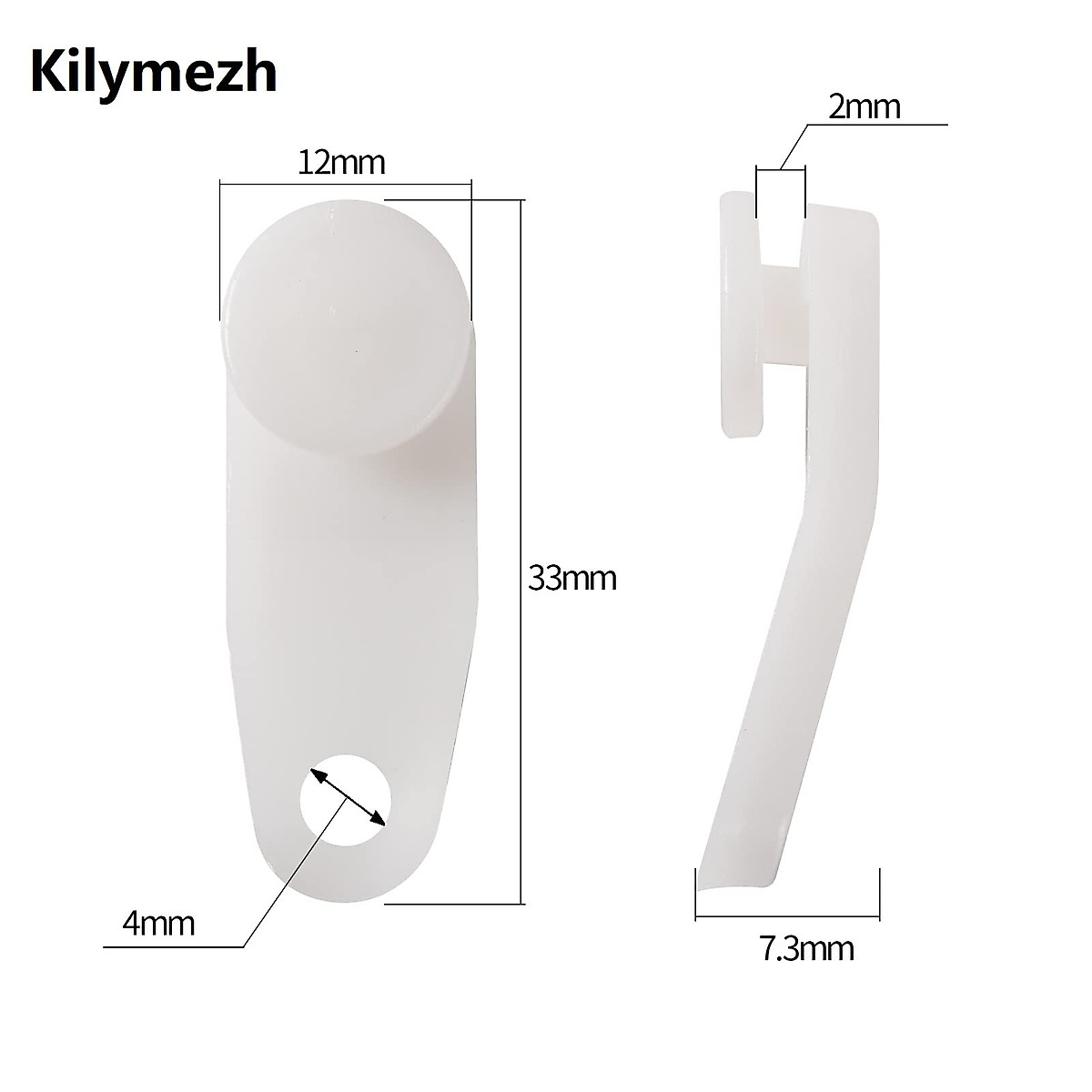 White Traverse Rod Slides Curtain Track Glider Hooks for Curtains(50 Pack)…