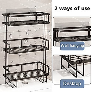 Bathroom Organizer Counter Shelf, Over The Toilet Storage, 3-Tier Bathroom Organizer Shelves, Multifunctional Toilet Rack,No Drilling Space Saver with Wall Mounting Design