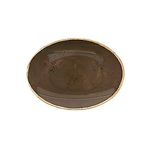 G.E.T. OP-1518-PCF Heavy-Duty Shatterproof Plastic Oval Melamine Serving Platter, 15" x 11", Pottery Coffee