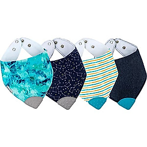 Bazzle Baby Bandana Bib Teething Bibs with teether corners for Natural Teething Relief Cotton & Fleece Soak Up Drool (Tie Dye)