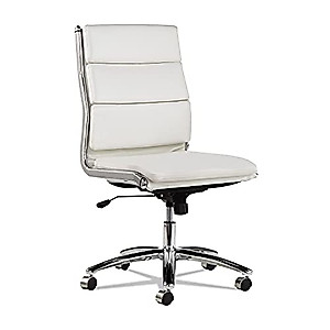 Alera ALENR4206 Neratoli Series Mid-Back Slim Faux Leather Chair - White/Chrome