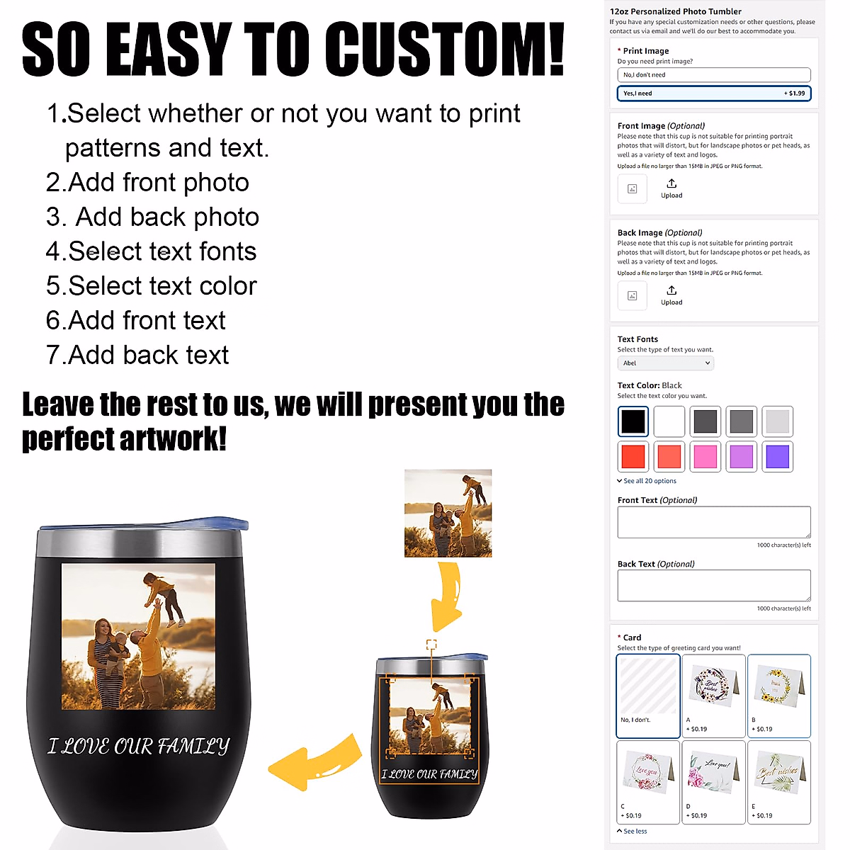 Personalized Custom Wine Tumbler - 12oz Stainless Steel Customized Coffee Mug with Lid & Straw, Double Walled Insulated Cup with Text Picture Name Logo for Hot Cold Drinks Women Men Family (Blue)