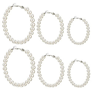3 Pairs Pearl Hoop Clip On Earrings Non Pierced Earrings for Women Pearl Clip Earrings for 30 MM, 40 MM, 50 MM