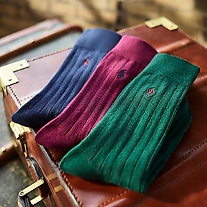 Polo Ralph Lauren Men's Super Soft Ribbed Dress Crew Socks 3 Pair Pack - Lightweight Comfort, Black, 6-12.5