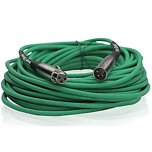 Fat Toad XLR Microphone Cables (2 Pack) 50ft Pro Audio Green Mic Cord Patch Extension & Male to Female Lo-Z Connector | 24 AWG Shielded Wire & Balanced for Speakers, Recording Studio Mixer Gear