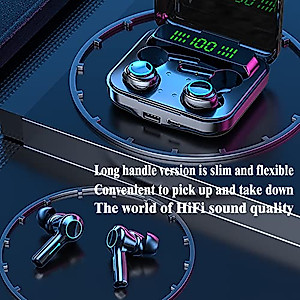 Wireless Earbuds High Capacity Charging Cabin Noise Cancelling Mic Bluetooth Headphones Fingerprint Touch Led Display Waterproof in Ear Earplugs,Headsets for Apple、 Android、iPad&Samsung (4,Black)