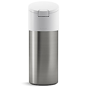 KOHLER Disinfecting Dispenser (Wipes not Included), Canister with Easy One Touch Lid, 4 x 4 x 10.75, Stainless Steel with White