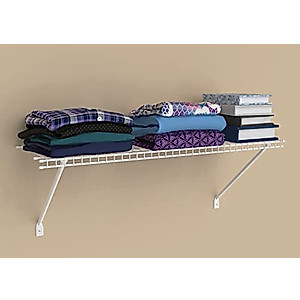 ClosetMaid Wire Shelf Kit with Hardware, 3 Ft. Wide, for Pantry, Closet, Laundry, Utility Storage, White Vinyl Finish