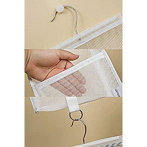 Qimodo Small Hanging Mesh Shower Caddy,Solid Bathroom Toiletry Organizer Bag with Rotatable Hanger (pure white)