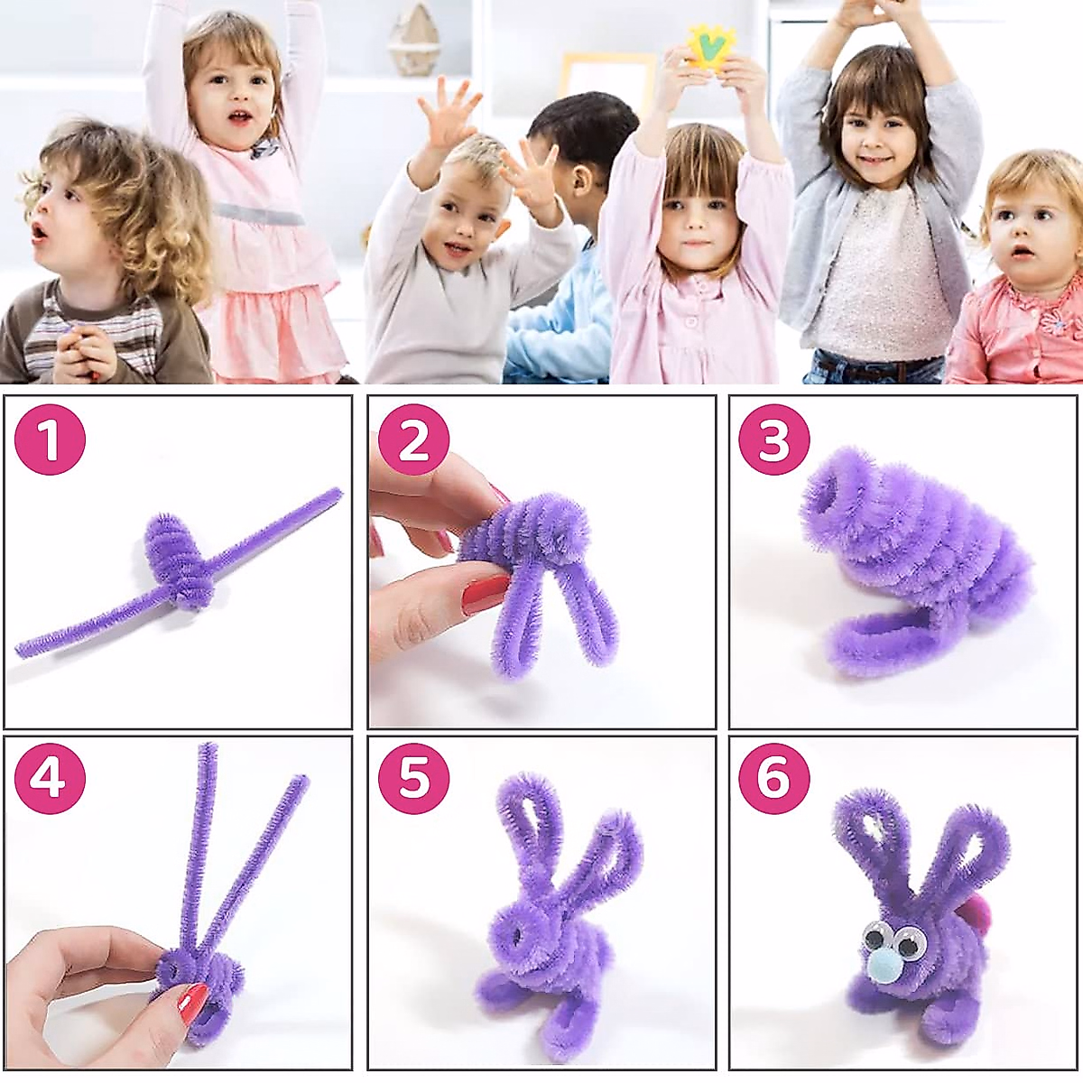 Acerich 600 Pcs Pipe Cleaners 30 Colors Chenille Stems DIY Art Craft Decorations (7 mm x 12 Inch)