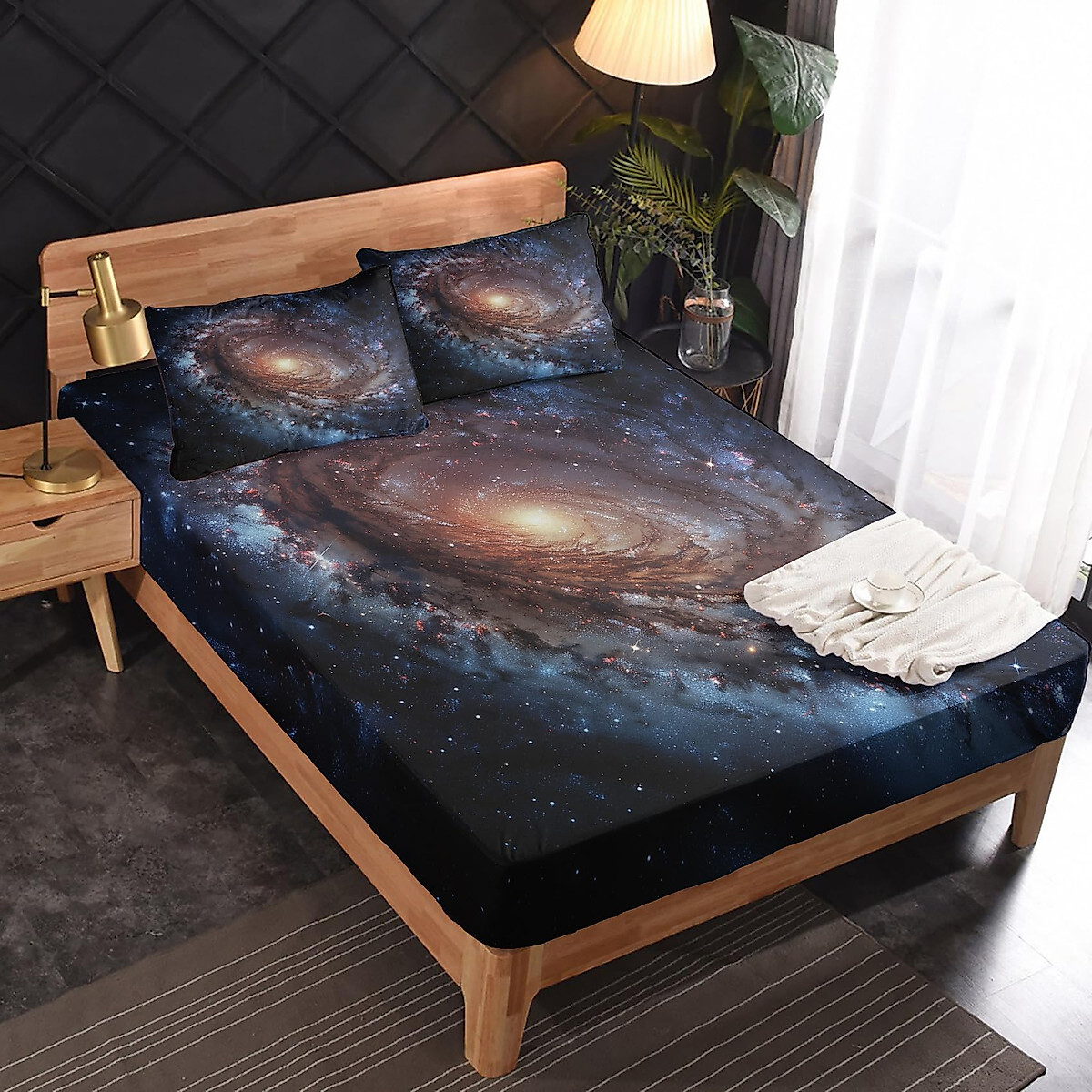 Fizzenobia Full Size Sheets Set - Galaxy Bed Sheets & Bedroom Decor, Kids Universe Sheet Set - Soft Breathable Microfiber Deep Pocket Patterned Bedding Sheets & Pillowcases