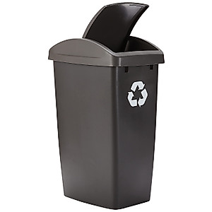 Rubbermaid Swing-Top Lid Recycling Bin for Home, Kitchen, and Bathroom, 12.5 Gallon Recycling Can, Gray