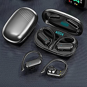 Running Bluetooth 5.0 Headphones, Sport Over Ear Wireless Earbuds with Earhooks, Long Battery Life Wireless Headset, ​IPX5 Waterproof Sweatproof Earphones for Workout Jogging Gym