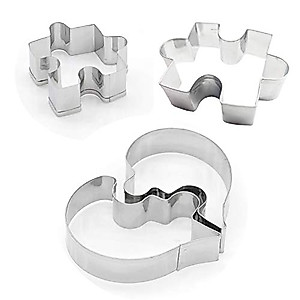 LOVE Heart Puzzle Shaped Cookie Set of 4 pcs, Stainless Steel Valentine’s Day Jigsaw Puzzle DIY Fondant Cutters