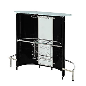 Coaster Home Furnishings Lacewing 1-Shelf Bar Unit Glossy Black and White