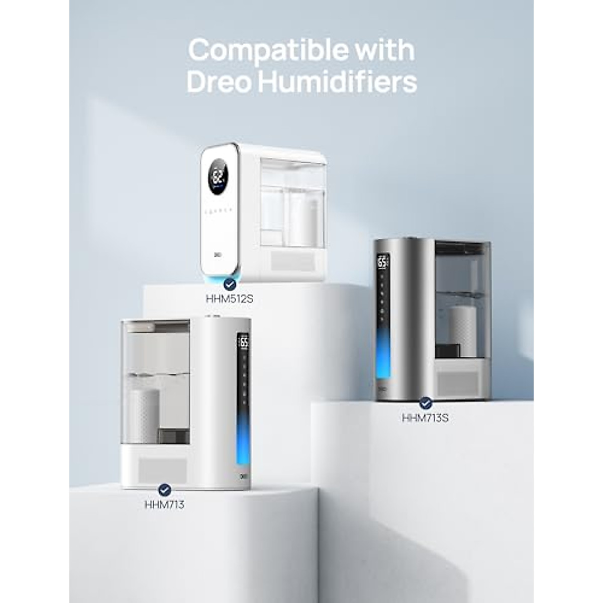 Dreo Demineralization Cartridge 3-Pack for Humidifiers, Compatible with Dreo Humidifiers HM512S/713/713S, Prevent Mineral Build-up, Filter Hard Water, Eliminate White Dust
