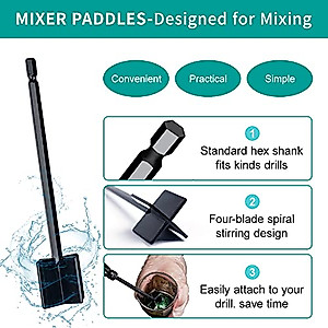 2 Pcs Epoxy Mixer Attachment for Drill, Reusable Paint and Resin Mixer Paddle to Mix Epoxy Resin, Paint, Ceramic Glaze and Reduce Bubbles