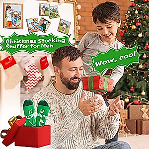 Funny Novelty Socks for Men Women - Christmas Stocking Stuffers Fun Birthday Gifts for Men Women Dad Him White Elephant Day Cool Men's Dress Socks Geek Santa Gifts Idea for Adult Teenage Boys
