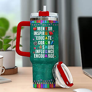 99WHALE Teacher Gifts, Appreciation For Math Teachers Insulated Women Lime Coffee Tumblers Cups Funny Straws Pack, Tumbler 40 Oz With Handle Lid And Straw, Teacher Inspire