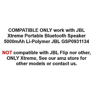 High Capacity Replacement Battery + Tool + Guide (Link) for JBL Xtreme Extreme Portable Bluetooth Speaker 5000mAh Li-Polymer JBL GSP0931134 Repair Power