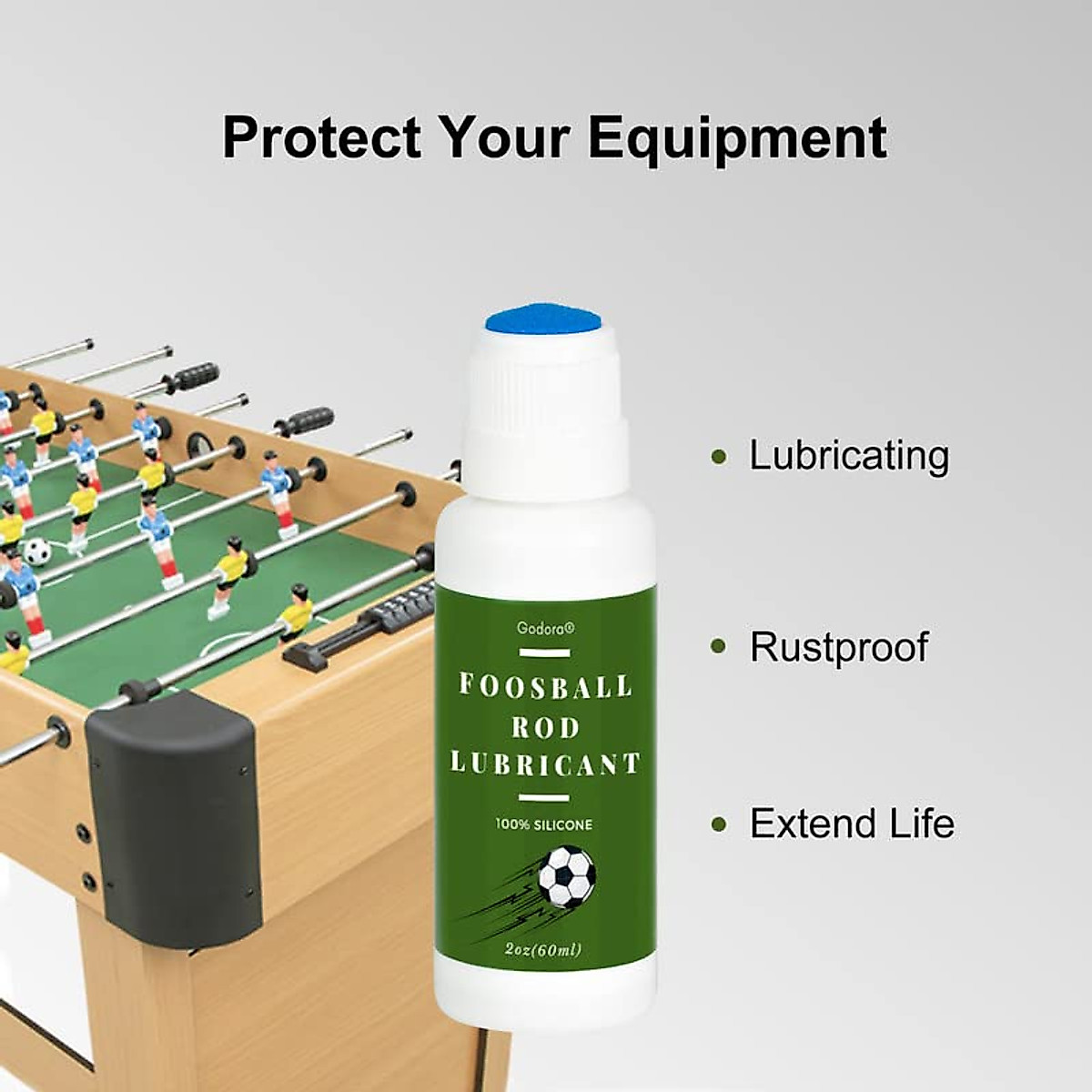 100% Pure Silicone Foosball Rod Lubricant for Sports Arcade Soccer Game Accessories, Foosball Rod Lubricant with Dauber Top Applicator, Easy-to-use Silicone Oil for Soccer Table Pole Accessories