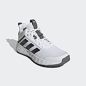 adidas Men's Own The Game 2.0 Basketball Shoe, White/Black/Grey, 9