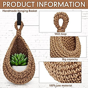 Teardrop Hanging Baskets , Onion Basket Coat Bohemian Storage Fruit Wall Hooks for Kitchen Wall Home Restaurant Garlic Vegetable Wall Planters, 3 Sizes (Linen)