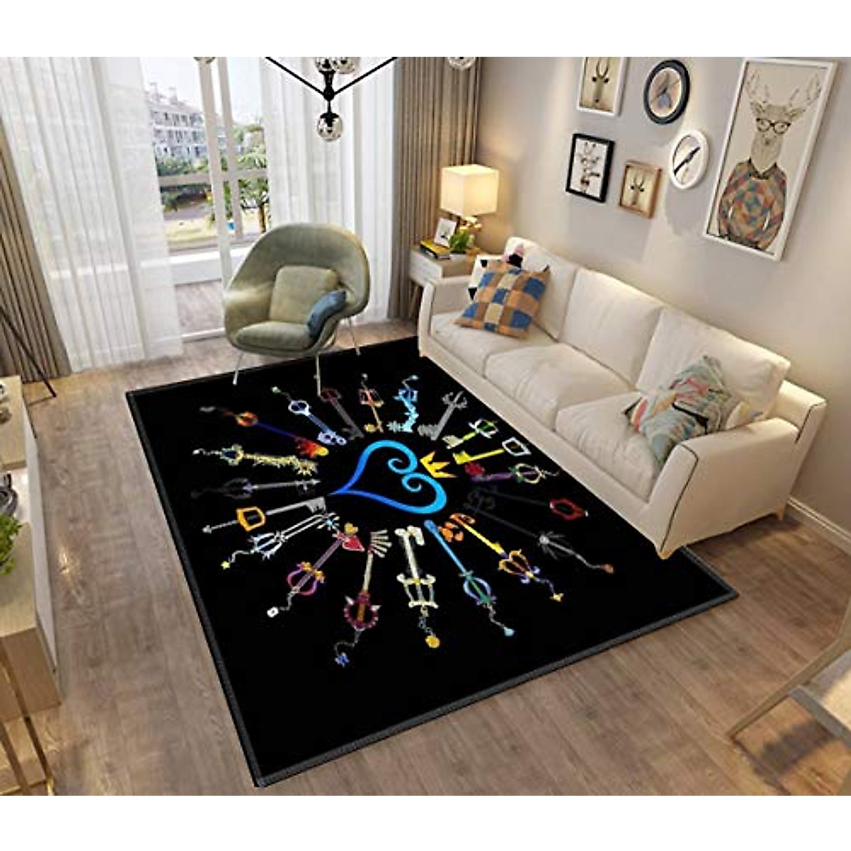 Kingdom Hearts Keyblades Area Rugs Non-Slip Floor Mat Doormats Home Runner Rug Carpet for Bedroom Indoor Outdoor Kids Play Mat Nursery Throw Rugs Yoga Mat