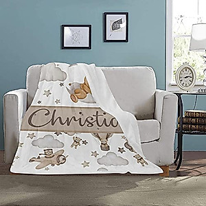 Chiside Personalized Baby Blanket with Name, Personalized Baby Blankets for Boys, Teddy Bear Blanket, Custom Baby Blankets for Girls, Personalized Baby Girl Gifts, Toddler Blankets for Boys