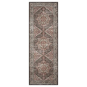 CAREMEE Area Rug 2x6 Runner Rug Machine Washable Rug Hallway Indoor Rug Vintage Rug Foldable Accent Rug Lightweight Non Slip Bathroom Kitchen Living Room, 2' x 6' Black