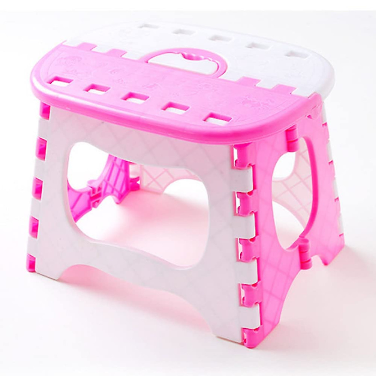 NDNCZDHC Plastic Step Stool, Folding Step Stools for Adults, Portable Step Stool for Kitchen, Small Stools to Sit On,10x7.67x7.5inch(Pink)
