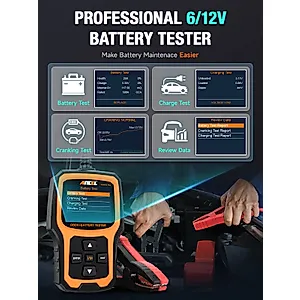 ANCEL AD410 Pro+ 2 in 1 OBD2 Scanner Battery Tester, OBD2 Scanner Diagnostic Tool for Car Check Engine Code Reader Scan Tool & 6V 12V 100-2000 CCA Battery Charging Cranking Test EVAP Live Data