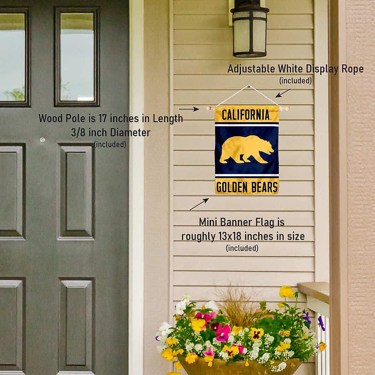 College Flags & Banners Co. Cal Berkeley Golden Bears Window Wall Banner Hanging Flag with Suction Cup