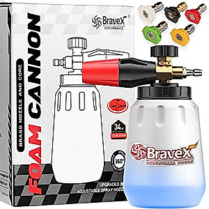 STEINBRÜCKE Foam Cannon -Snow Foam Lance Heavy Duty with Extra-Wide Neck, Thicker Brass Core and 5 Nozzle Tips for Pressure Washer Gun 1 Liter