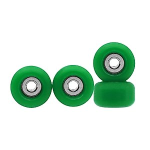 Teak Tuning Eco 85D CNC Poly Fingerboard Wheels - Street Shape, 7.5mm Dia., 5mm Wide - Green Colorway