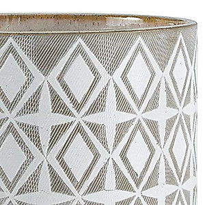 Amazon Brand - Rivet Geometric Ceramic Planter Cylindrical Pot, 8.6"H, Large, Gray