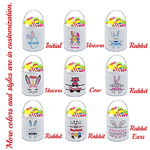 Personalized Easter Basket Custom Buny Baskets with Name Canvas Easter Bucket with Handle Gifts Easter Decor