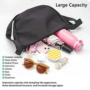 Ovida Canvas Crossbody Sling Bag for Women Mini Crescent Bag with Adjustable Shoulder Strap&2 Zippers for Work Travel Casual