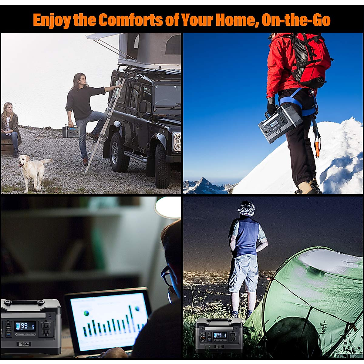 RICH SOLAR X500 Lithium Portable Power Station 540Wh Rechargeable Solar Generator Battery Backup Power for Camping Outdoors RV Emergency