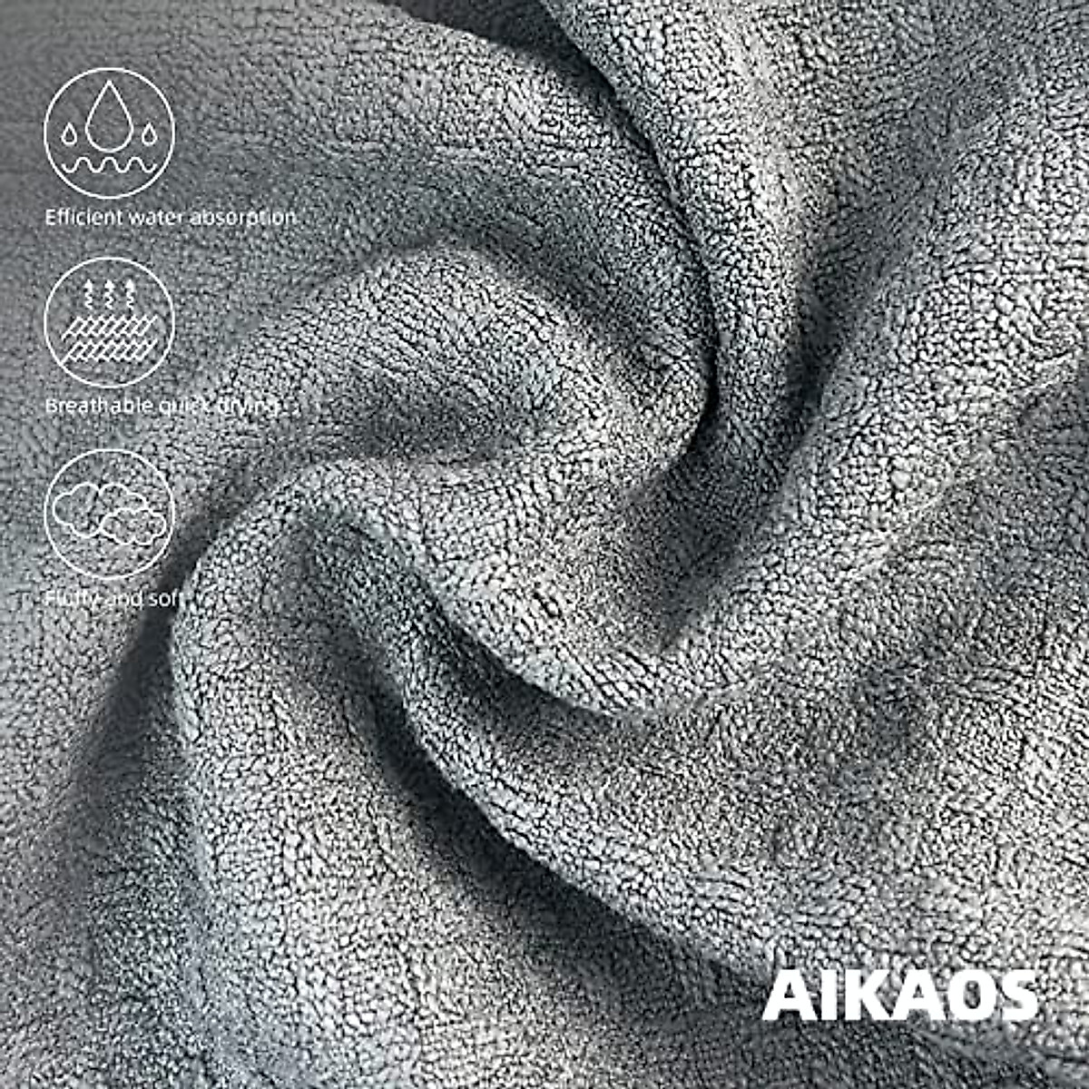 AIKAOS Microfiber Hair Towel Wrap for Women and Men,2 Button-Loop Closure,Super Absorbent Quick Hair Drying Waffle Weave Towels for Drying Curly, Long,Thick Hair ((Grey))
