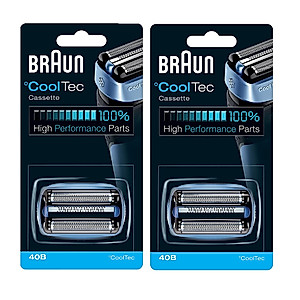 40B BRAUN Mens Electric Shaver CoolTec Foil & Cutter Pack Set Head Replacement Cassette, 2 Count