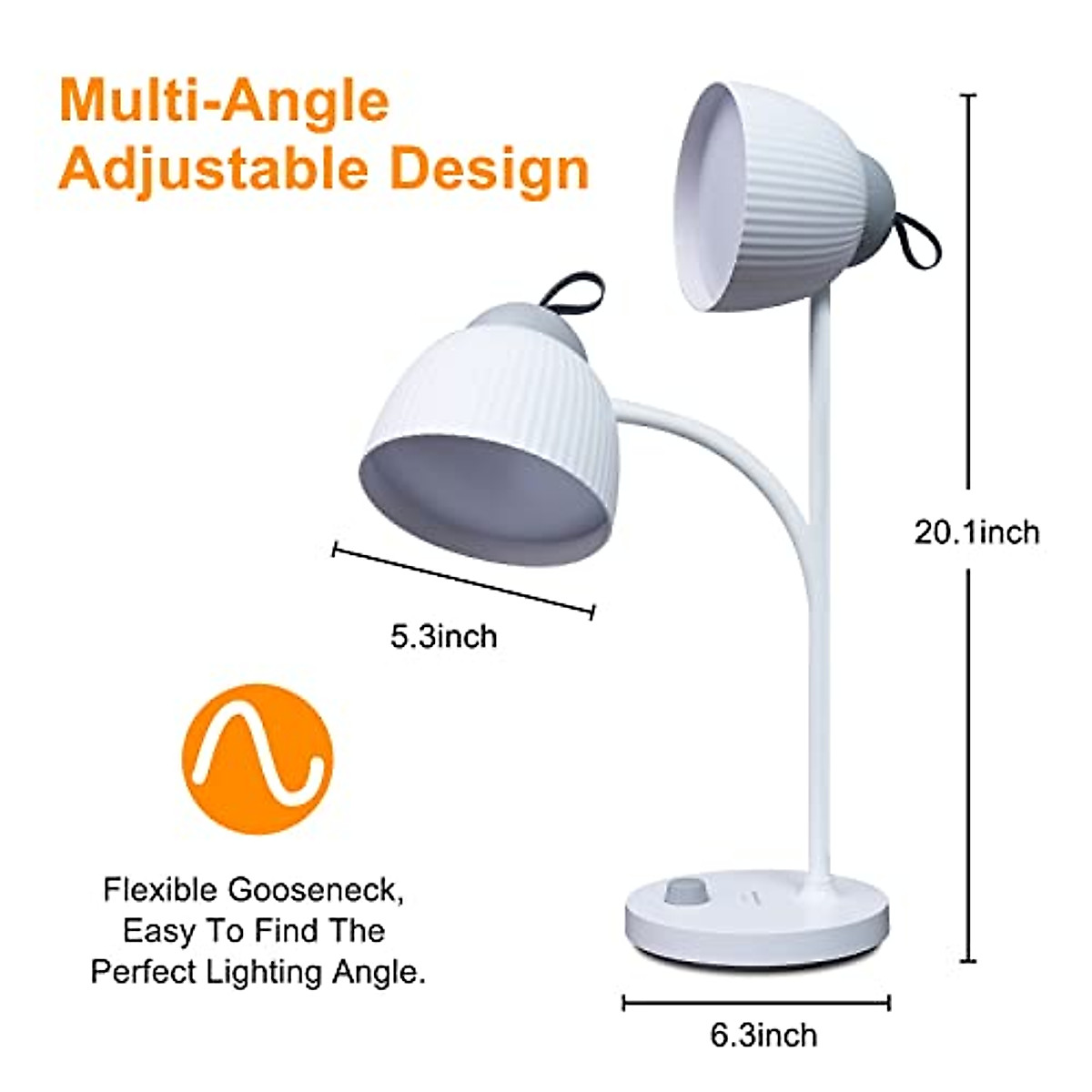 PULRELAS Cordless LED Desk Lamp, Gooseneck Table Lamp, Knob Dimming Desk Light, Rechargeable Eye-Caring Study Lamp for Home Office.