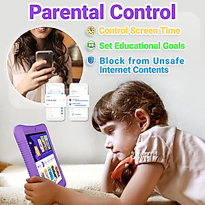 Contixo Kids Tablet, K102 10 Inch Tablet for Kids and Smart Watch Bundle, 2GB 32 GB Toddler Tablet with Bluetooth, with Smart Watch That Touch Screen, Camera, Video and Audio Recording - Purple