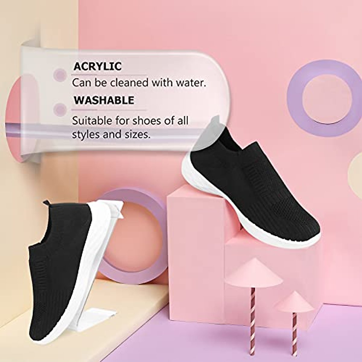 Baluue Acrylic Shoes Display Stand Shoe Display Insert 2pcs Shopping Mall Sandal Flat Shoe Sneaker Rack for Store Display Shoe Floating Display