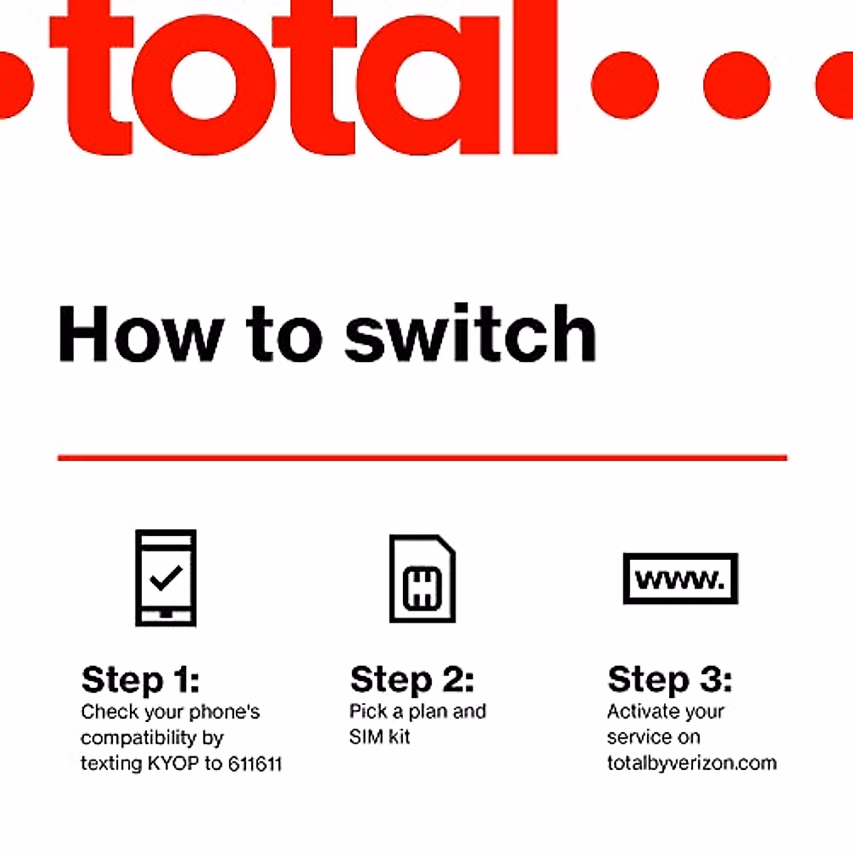 Total by Verizon BYOP Sim Kit (Verizon Network), No Airtime - Prepaid (Locked)