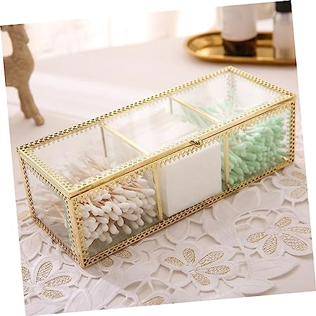 Holibanna Box Jewelry Storage Box Compartment Makeup Case Jewelry Display Boxes Tea Holder for Tea Bags Organizer Jewelry Storage Organizer Drawer Organizer with Lid Glass Jewelry Box Office