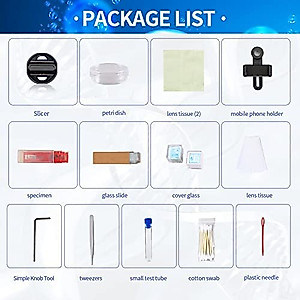 Compound Monocular Microscope Kids Adults - 40X-2000X Monocular Microscope for Kids Adults Students with Storage Bag, Metal Eyepiece, Slides (2022