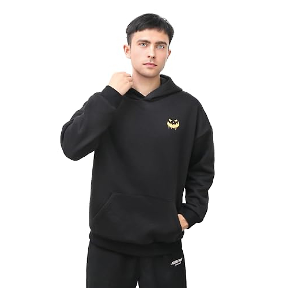 C-ZOFEK Halloween Women Men Long Sleeve Pumpkin Skeleton Pullover Hoodie (XX-Large) Black Orange