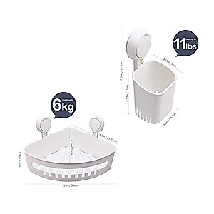 TAILI Suction Corner Shower Caddy Bathroom Shower Shelf & TAILI Suction Cup Toothbrush Holder